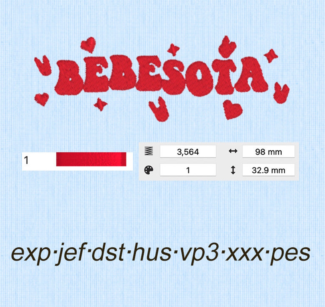 Bebesota 4x1 1/2 Embroidery Design, Bad Bunny Embroidery, Benito ...