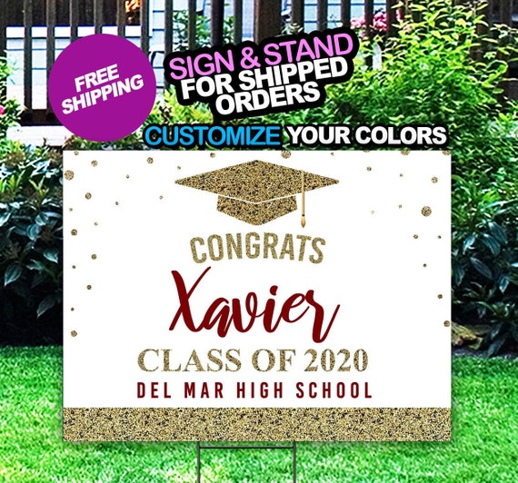 Graduation Yard Sign Class of 2020 Lawn Sign FREE SHIPPING | Etsy