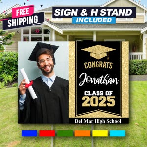 2025 Graduation Yard Sign Class of 2025 Lawn Sign With Photo High ...