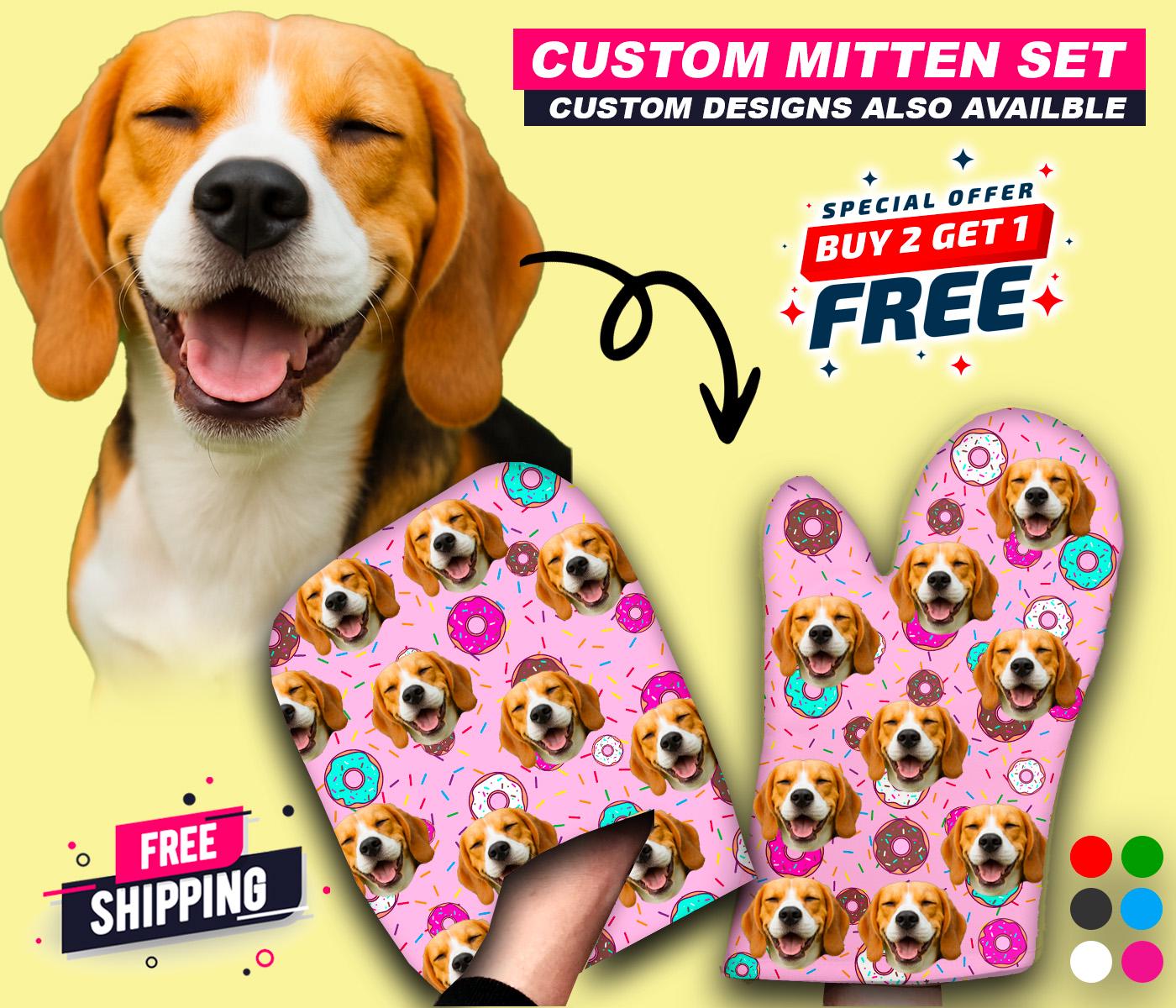Custom Pet Oven Mitten Set With Pot Holder - Personalized Dog & Cat ...