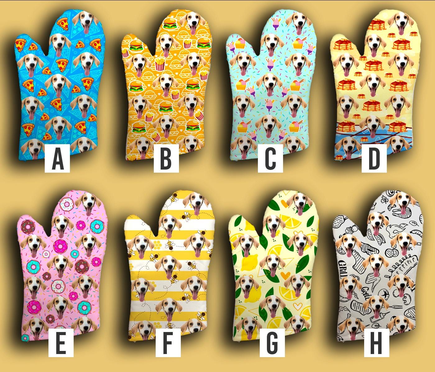 Custom Pet Oven Mitten Set With Pot Holder - Personalized Dog & Cat ...