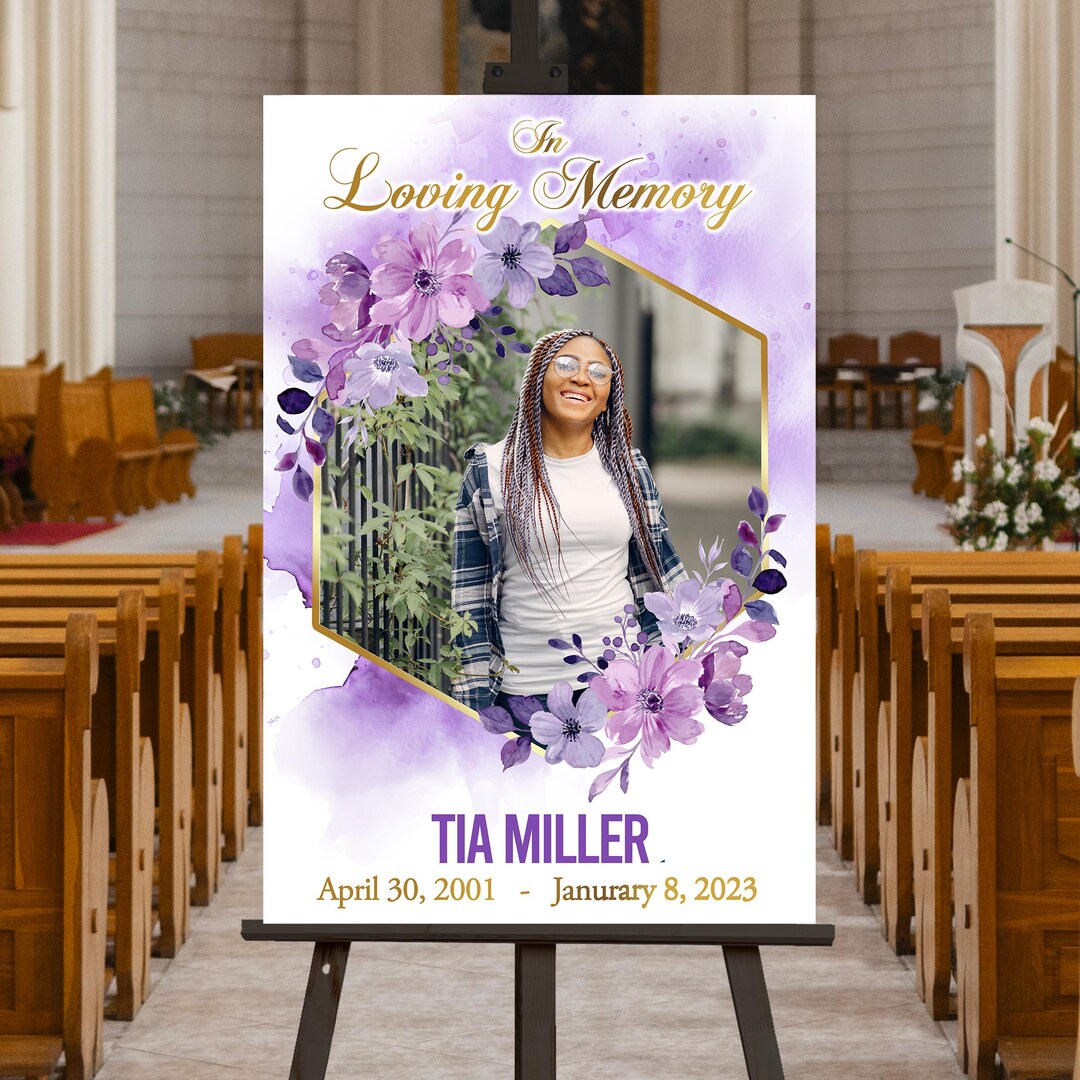 Funeral Welcome Sign Custom Memorial Garden Flag | Funeral Frame Board ...