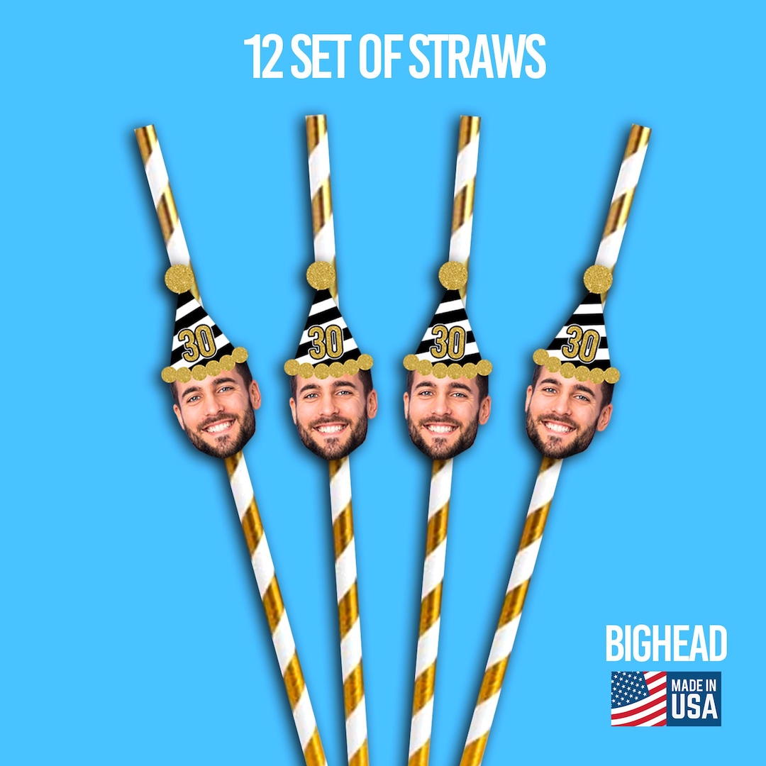 Drink Straws Face Personalized Birthday, Photo Drink Straws, 21st, 30th ...