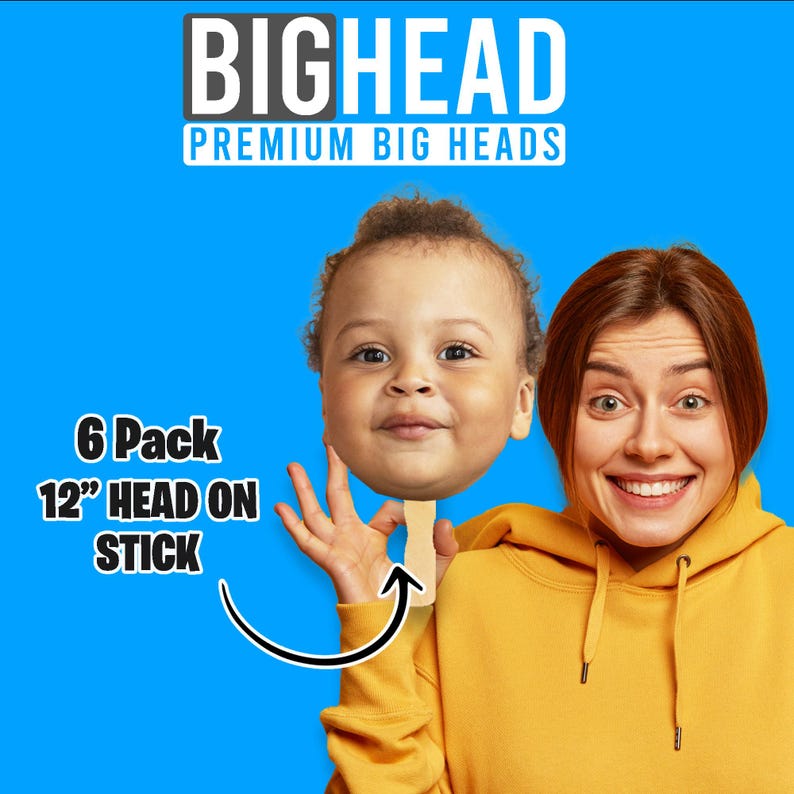 Custom Big Heads Face Birthday Bundle Banner Face Cake Topper, Cupcake ...
