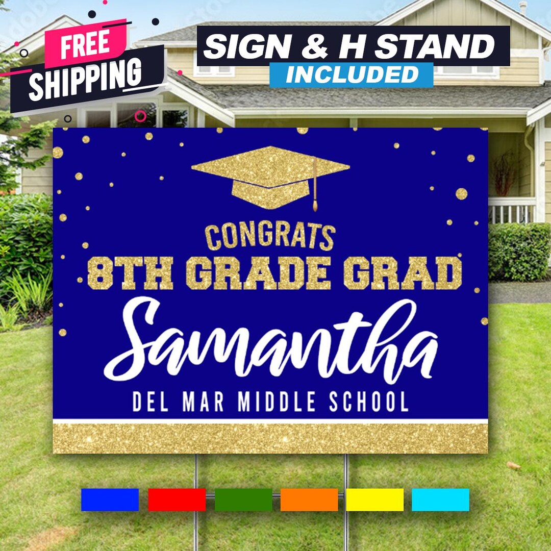 Graduation Yard Sign, Class of 2026 Lawn Sign, FREE SHIPPING, 8th Grade ...