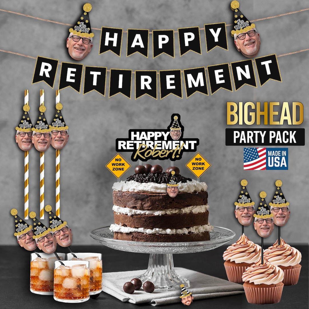 Retirement Party Decorations - Custom Big Head Face Banner ...