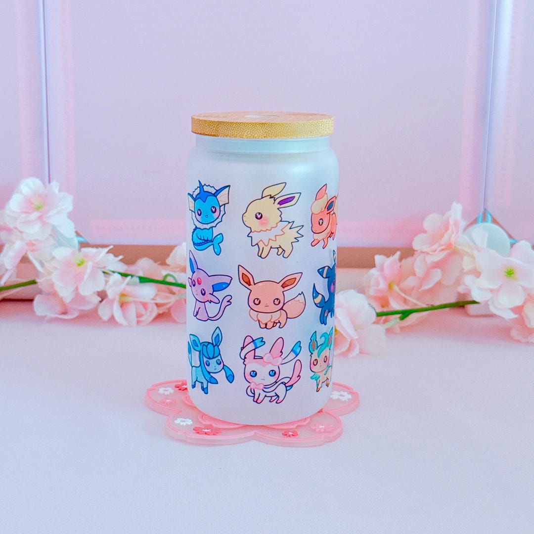 Gamer Cup Iced Coffee Glass, Glass Can With Bamboo Lid and Straw, Cute ...