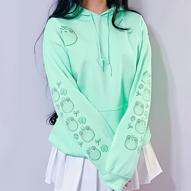 Cute Frog, Froggy, Green Hoodie, Sweater, Pullover, Nature, Sweater ...