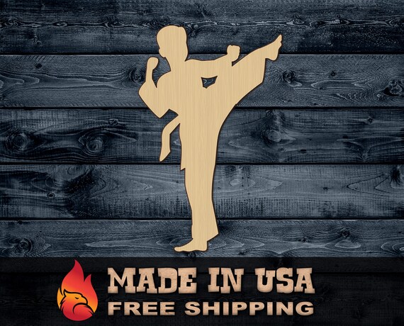 Karate Ninja Martial Art Taekwondo Man Boy Kick Wood Cutout | Etsy