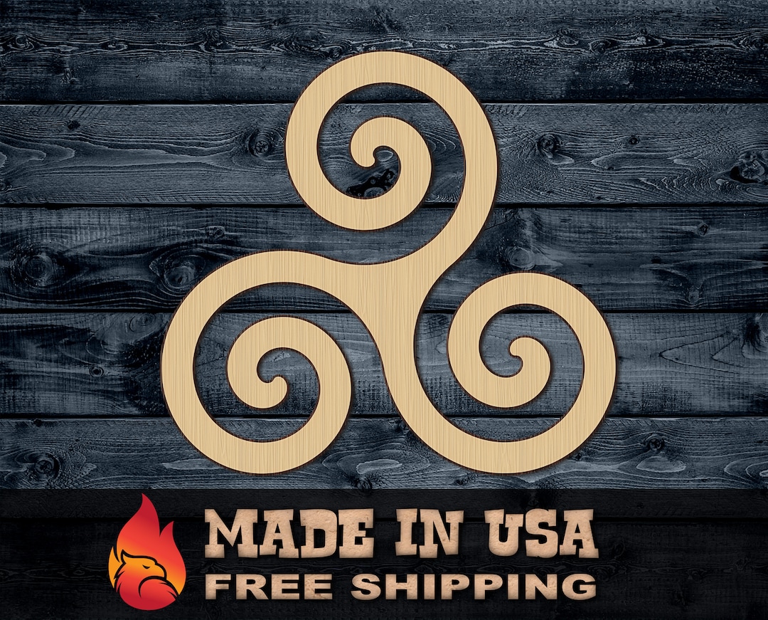 Triskelion Triskele Trinity Triple Spiral Celtic Gift DIY Wood Cutout ...