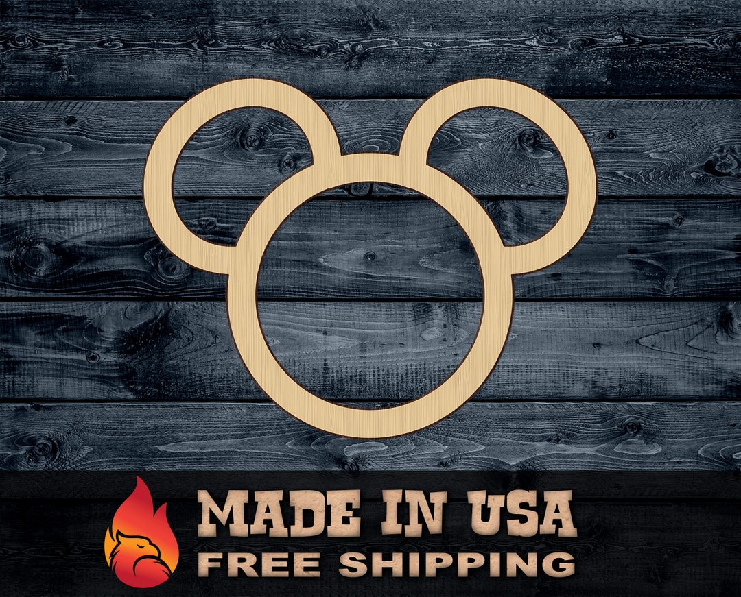 Mouse Outline Stylized Head Ears Animal Gift DIY Wood Cutout Shape ...
