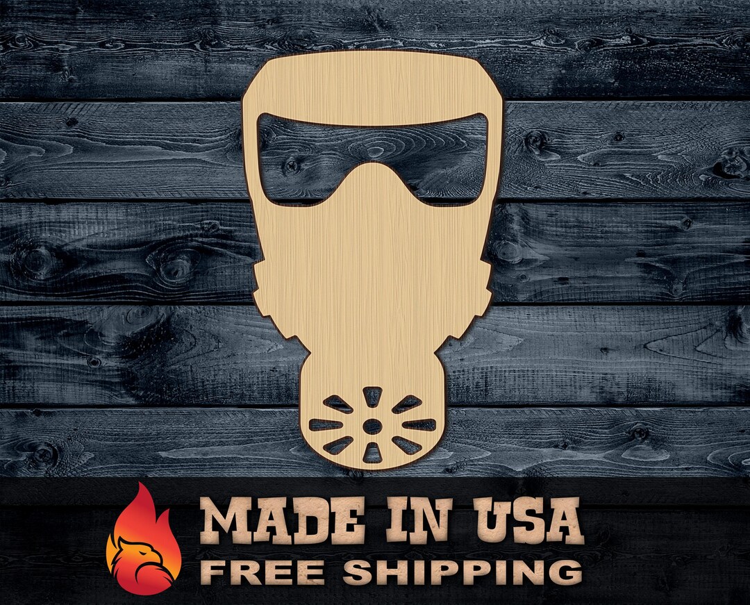 Wood Sign Cutout Mask Gas Hazard Protection Chemical Attack Warfare War ...
