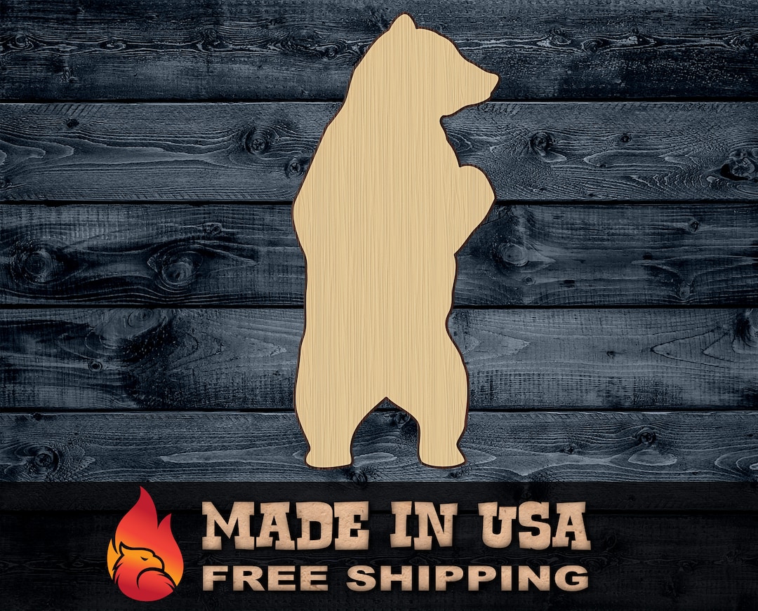 Bear Cub Grizzly Baby Stand Animal Gift DIY Wood Cutout Shape ...