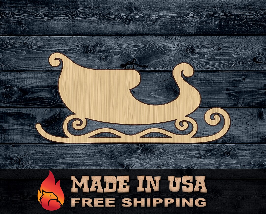 Sled Christmas Santa Sleigh Gift DIY Wood Cutout Shape Blank Unpainted ...