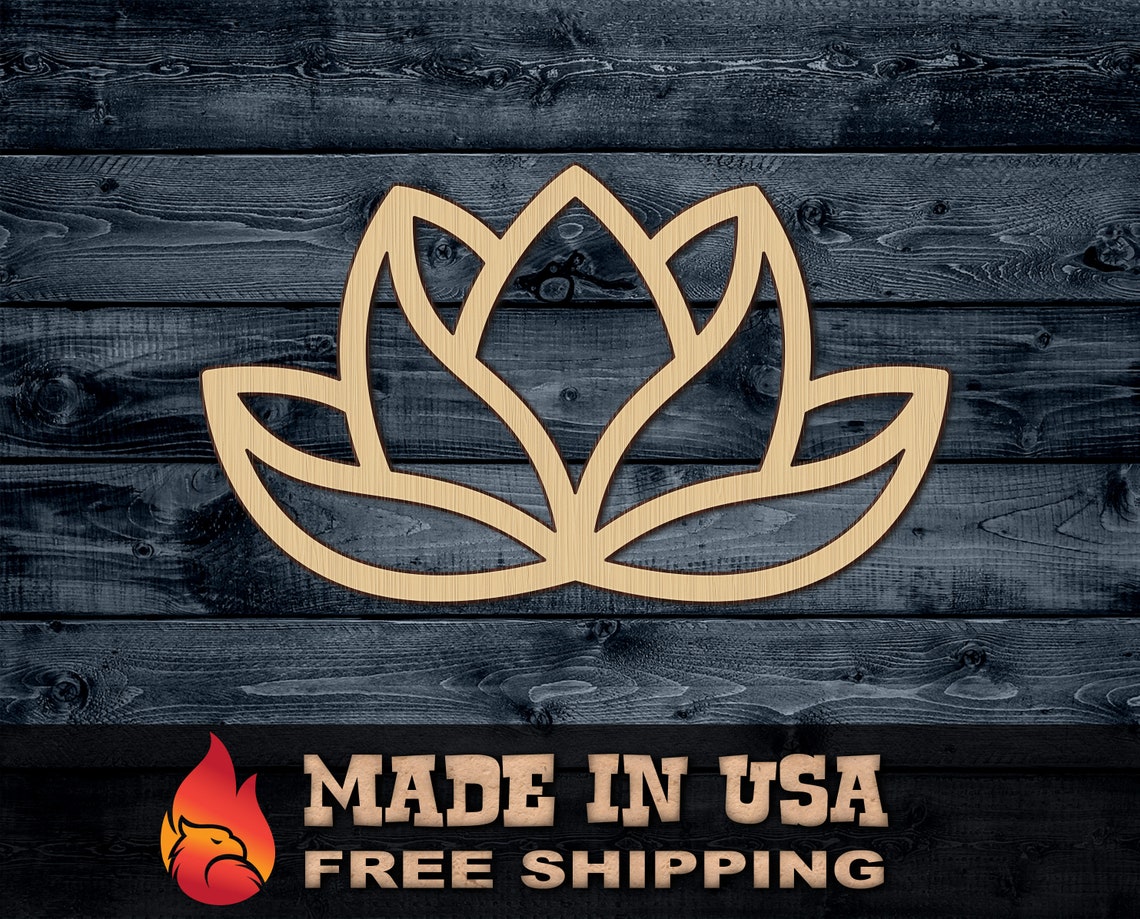 Lotus Flower Plant Outline Stylized Zen Wood Cutout Shape | Etsy