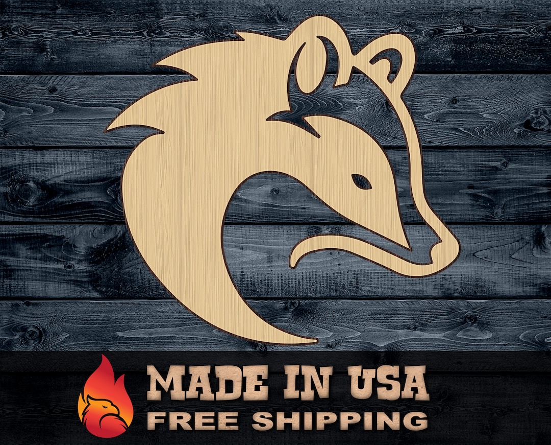 Possum Head Animal Opossum Gift DIY Wood Cutout Shape Silhouette Blank ...