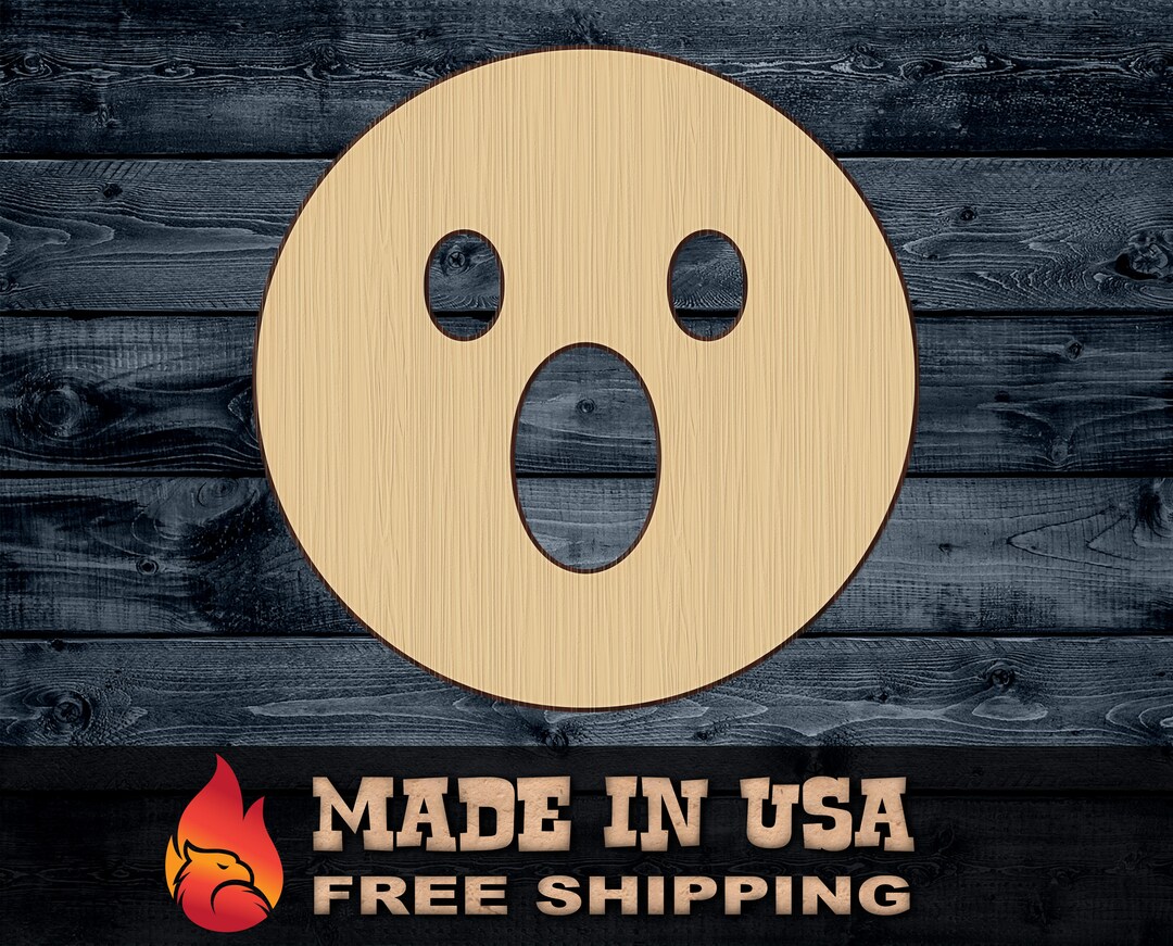 Emoji Surprise Scare Shock Awe Gift DIY Wood Cutout Shape Silhouette ...