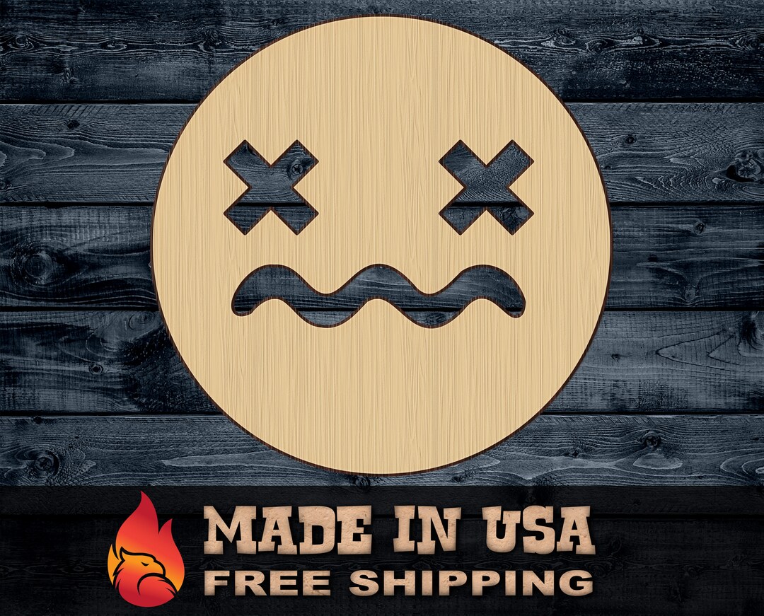 Emoji Sick Ill Puke Dizzy Gift DIY Wood Cutout Shape Silhouette Blank ...