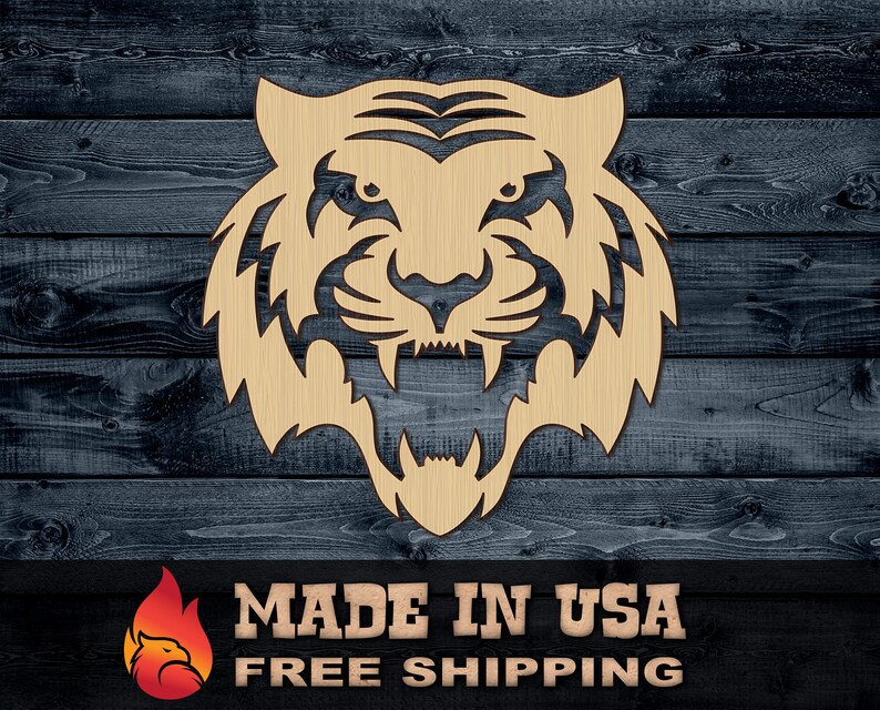 Tiger Head Jungle Animal Stylized Outlined Wood Cutout Shape | Etsy