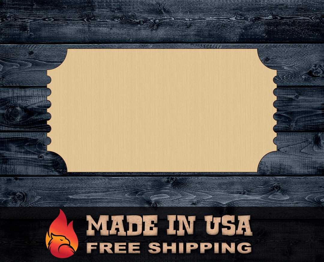 Ticket Movie Theater Gift DIY Wood Cutout Shape Blank Unpainted Sign 1/ ...