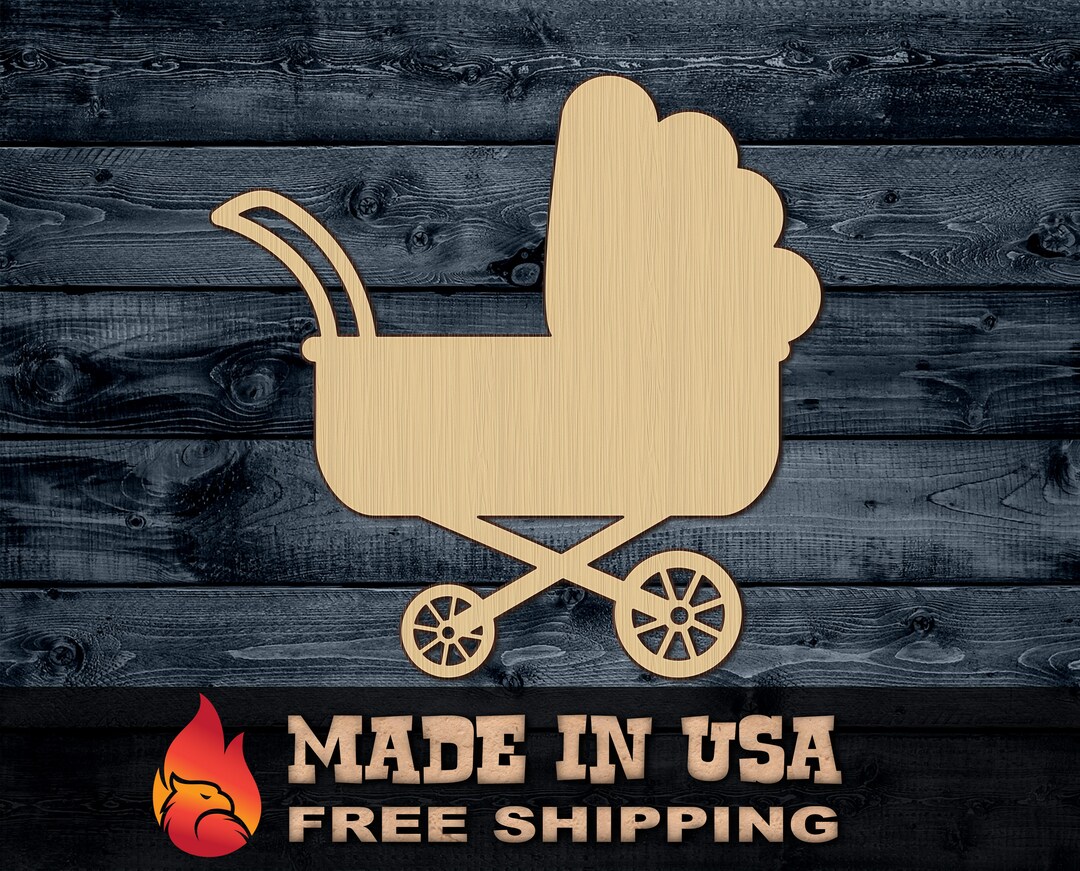 Baby Stroller Gift DIY Wood Cutout Shape Silhouette Blank Unpainted ...