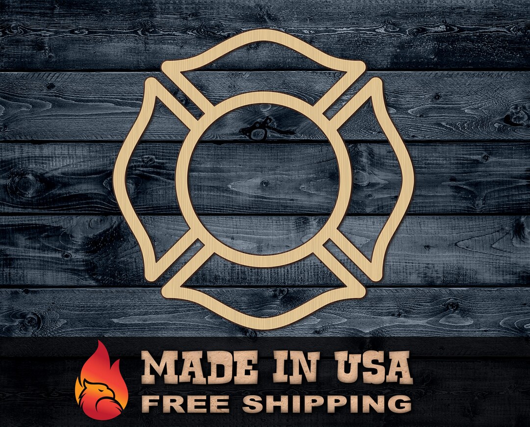 Firefighter Maltese Cross Gift DIY Wood Cutout Shape Silhouette Blank ...