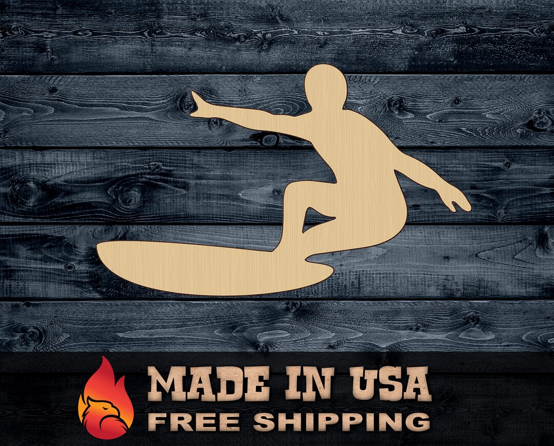 Surfer Ocean Gift DIY Wood Cutout Shape Silhouette Blank Unpainted Sign ...