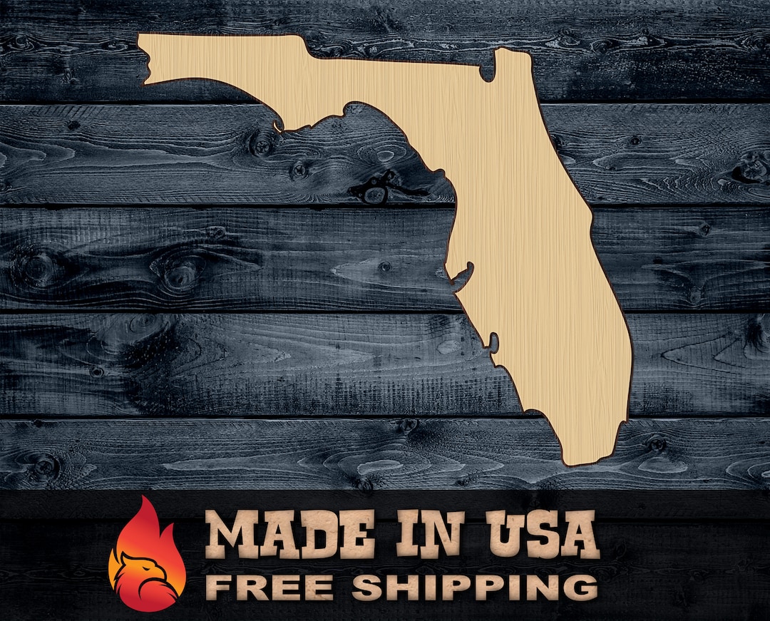Florida State Gift DIY Wood Cutout Silhouette Blank Unpainted Sign 1/4 ...