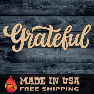 Grateful Faith God Christ Grace Script Word Letter Gift DIY Wood Cutout ...