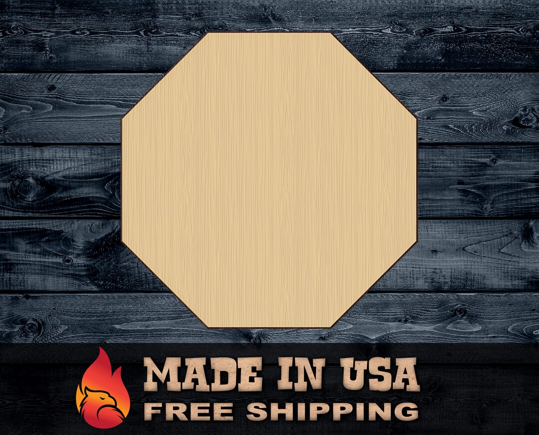 Octagon Shape Silhouette Blank Unpainted Gift DIY Wood Cutout Sign 1/4 ...