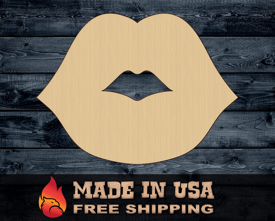 Lips Kiss Love Gift DIY Wood Cutout Shape Silhouette Blank Unpainted ...