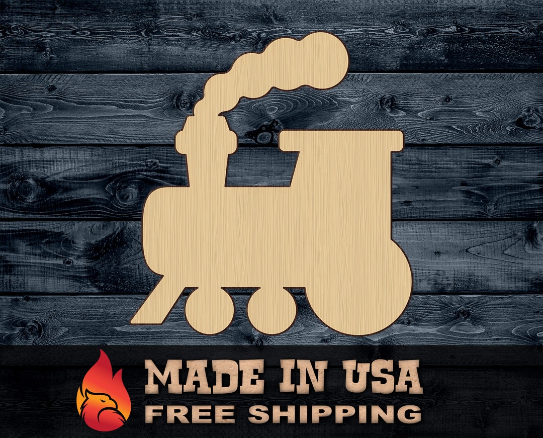 Train Locomotive Steam Gift DIY Wood Cutout Silhouette Blank Unpainted ...