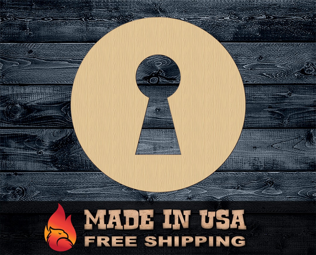 Keyhole Lock Key Gift DIY Wood Cutout Silhouette Blank Unpainted Sign 1 ...