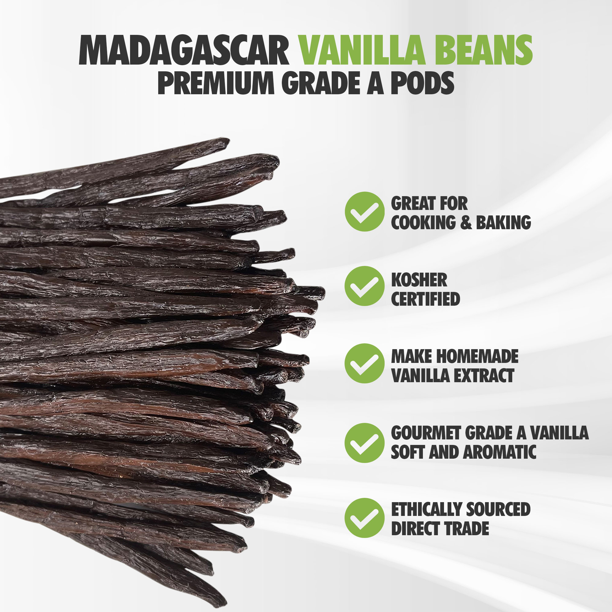 Madagascar Organic Vanilla Beans Grade A. Certified USDA Organic. Fresh ...