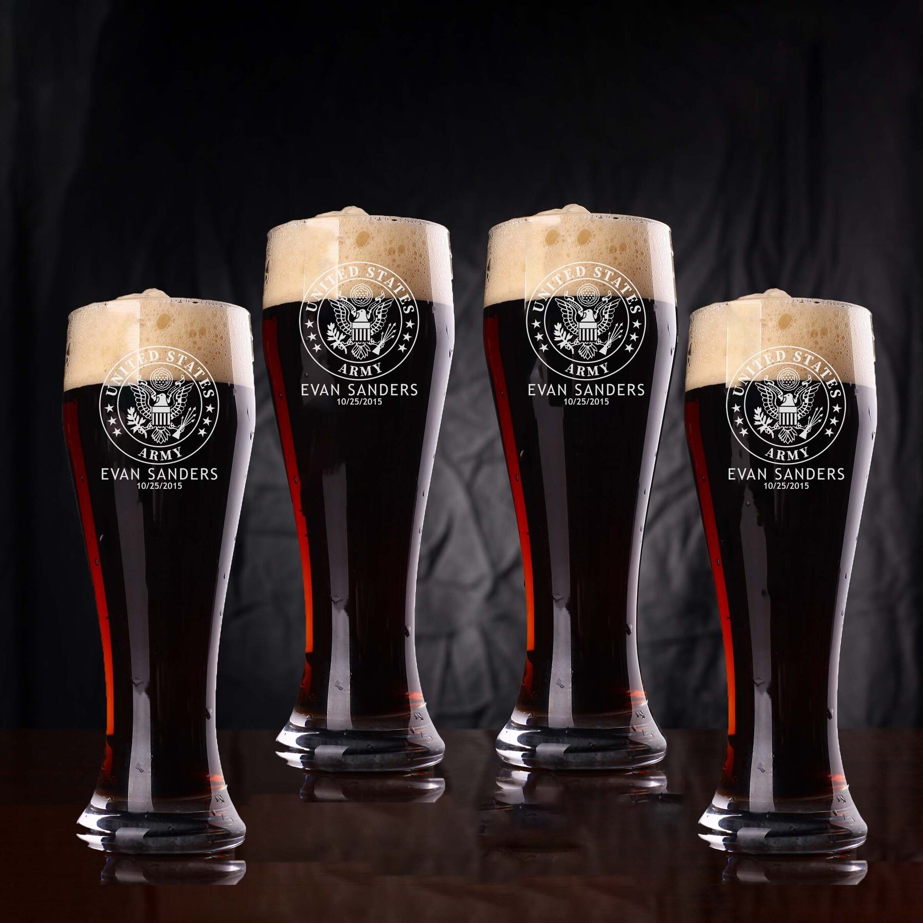 Personalized Beer Pint Glass Set of 4 ,custom Engrave Gift Set for ...
