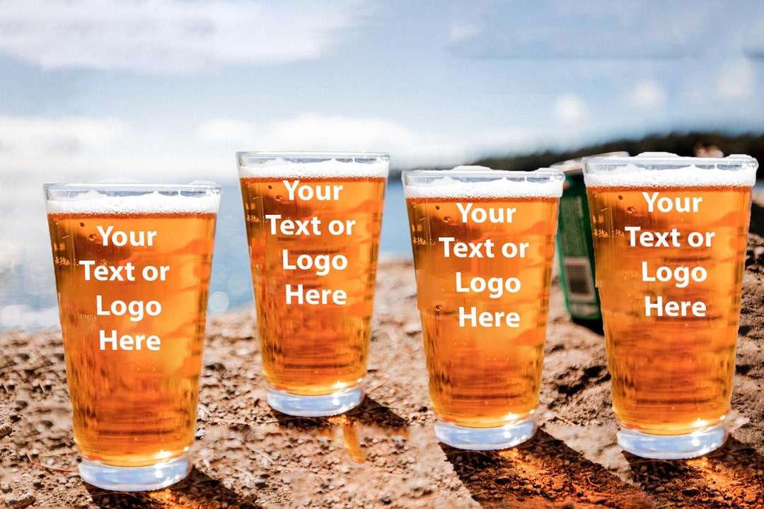 Pint Glass - Custom Logo or Text on Engraved Beer Set of 4 - Pilsner ...