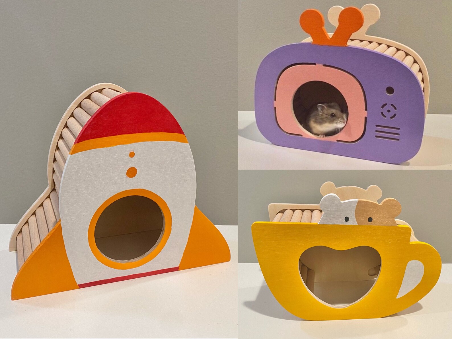 Natural Wood Colorful Hamster Hideouts | Etsy