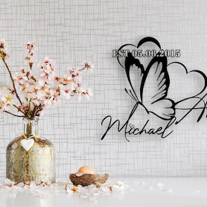 Gold Metal Customized Names and Date Sign Heart and - Etsy