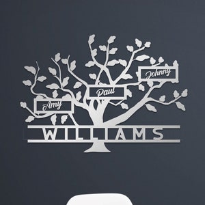 Metal Family Tree Name Sign, Large Metal Wall Art and Decor, Customized ...