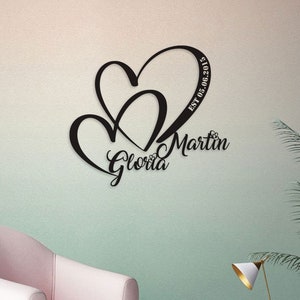 Personalized Wedding Gift for Couple, Heart Sign With Names and Date ...