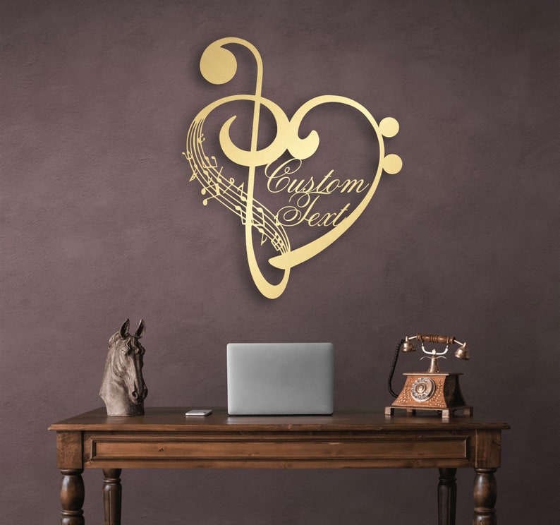 Metal Music Notes Gift, Custom Music Notes and Heart Large Metal Wall ...