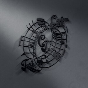 Personalized Music Notes Gift, Music Notes Heart Large Metal Wall Art ...