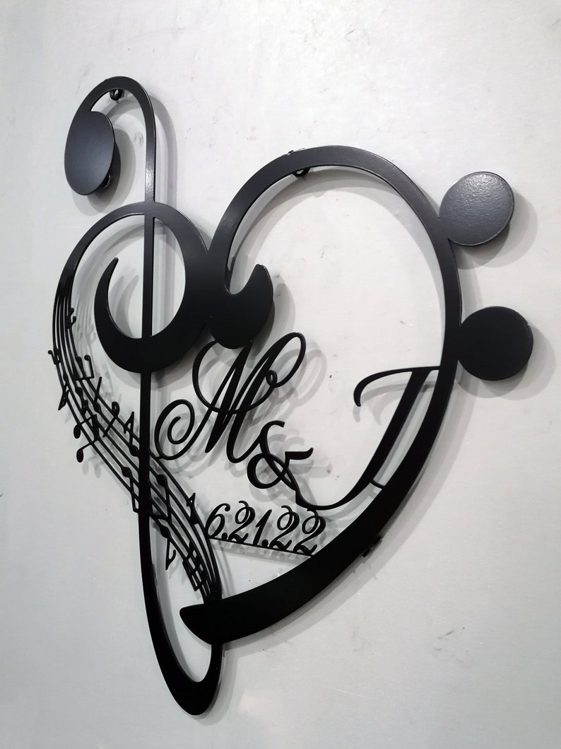 Metal Music Notes Gift, Custom Music Notes and Heart Large Metal Wall ...