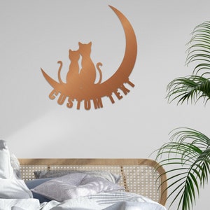 Cat Themed Gifts, Personalized Cats and Moon Large Metal Wall Art and ...