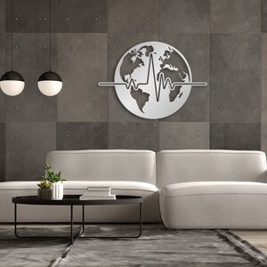 Metal World Map Wall Art, Abstract Metal World Map, Large Metal Wall ...