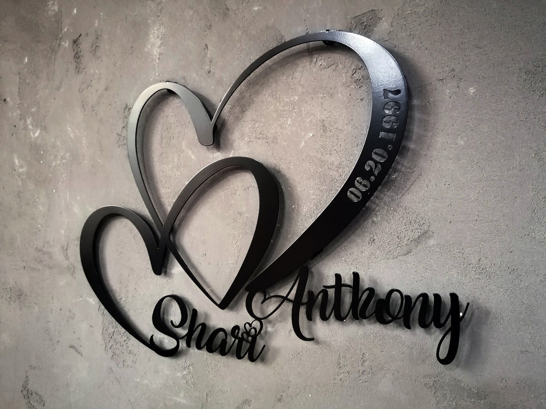 Metal Custom Love Sign, Heart and Love Large Metal Wall Art ...
