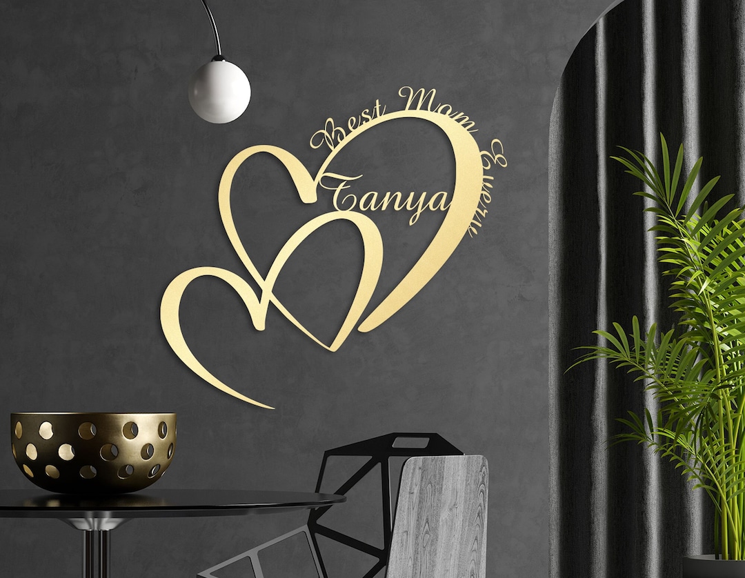 Gold Metal Custom Love Sign, Personalized Elegant Heart Wall Art Decor ...