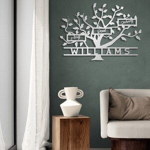 Personalized Metal Family Tree Name Sign, Large Metal Wall Art and ...
