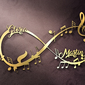 Metal Custom Music Notes Gift, Music Notes and Infinity Large Metal ...
