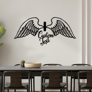 Personalized Metal Angel Wings Name Sign, Large Metal Wall Art ...